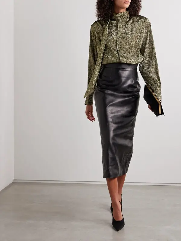 PETAR PETROV Treasure Pussy-bow Silk-blend Lamé Shirt