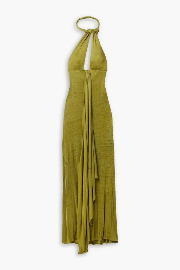 Savannah Morrow Mariella Convertible Ribbed Jersey Maxi Dress - Army Green