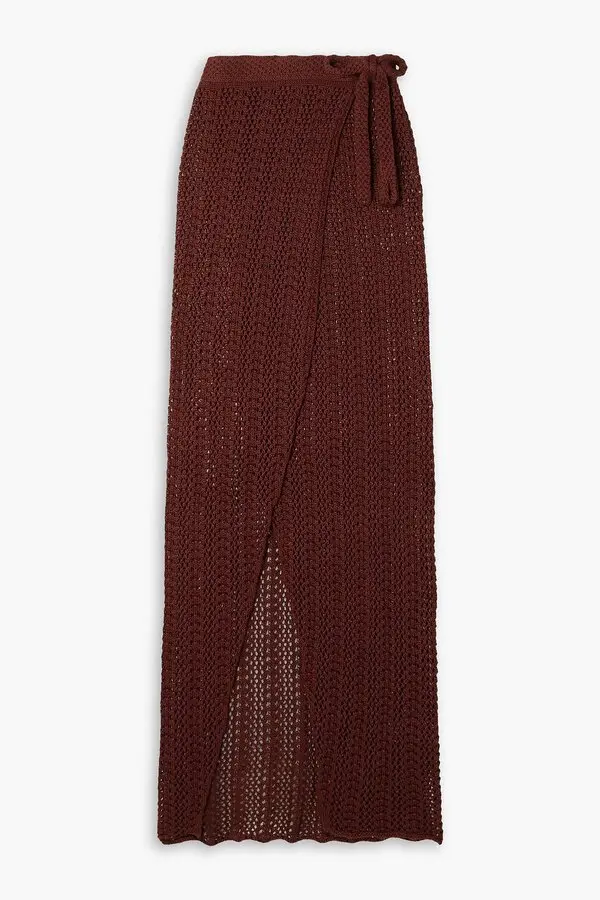 Savannah Morrow Kirra Crocheted Cotton Maxi Wrap Skirt - Dark Brown