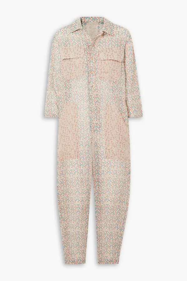 Yvonne S Printed Cotton-voile Jumpsuit - Blush