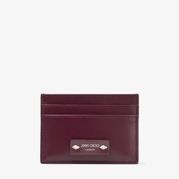JIMMY CHOO Umika Garnet Leather Card Holder - Garnet/antique Silver