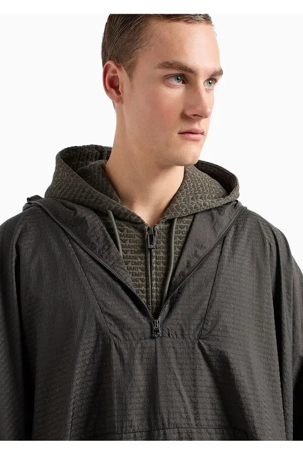 Emporio Armani Double-Jersey Hooded Zip-Up Sweatshirt With All