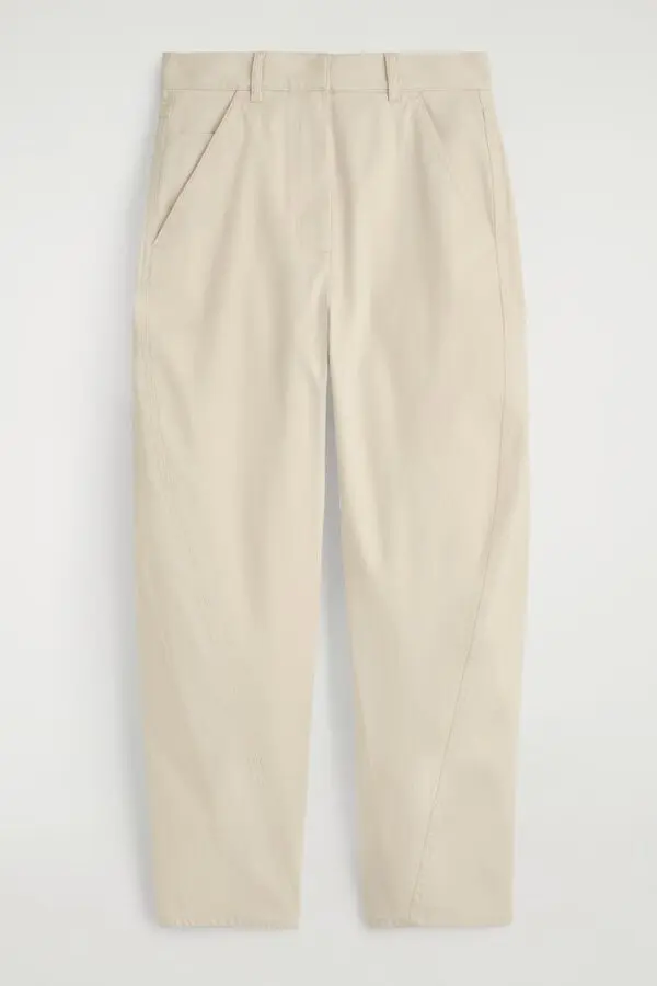 Cos Barrel-leg Cotton Pants - Beige
