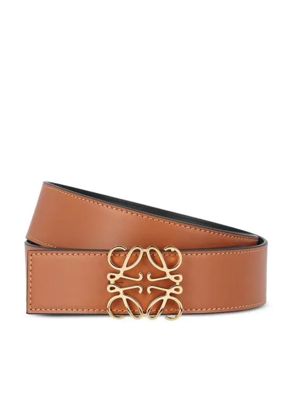 Loewe Anagram Reversible 4cm Belt - Tan/black/gold