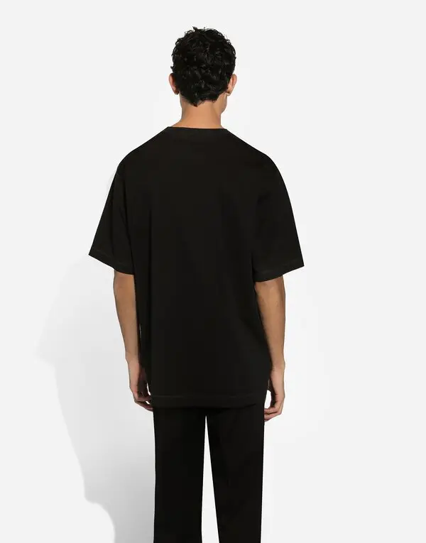 Dolce & Gabbana Cotton T-shirt With Branded Tag - Black