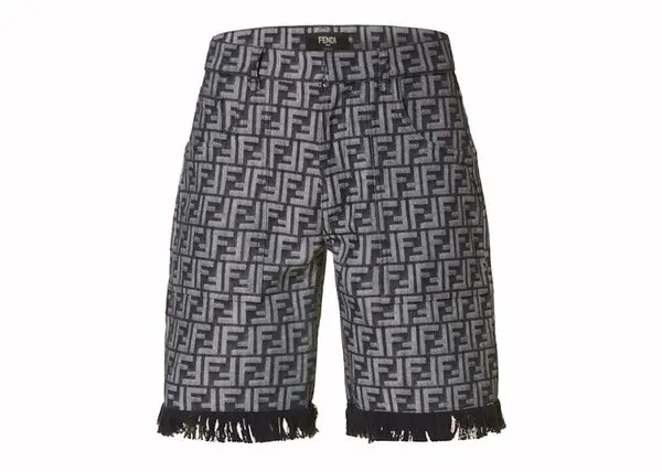 Fendi Ff Monogram Denim Shorts - Blue