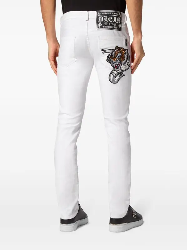 Philipp Plein Tiger Appliqué Straight-leg Jeans