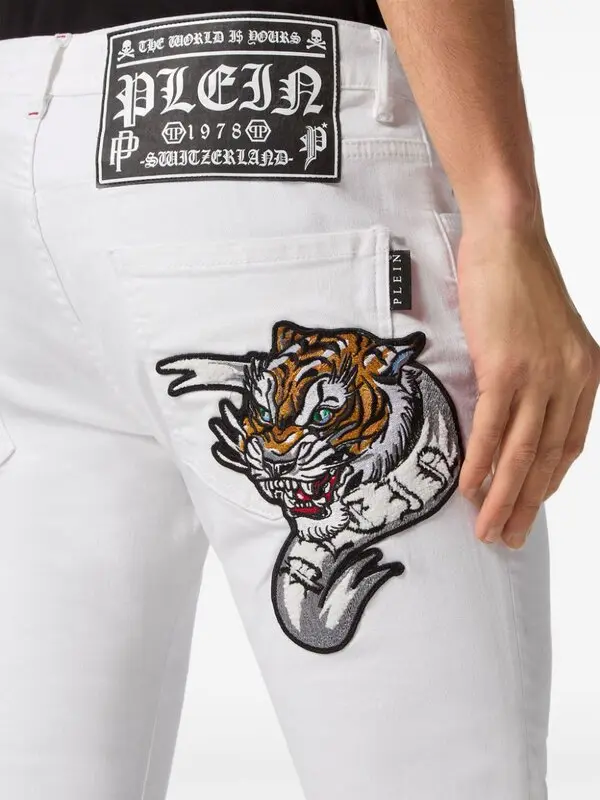 Philipp Plein Tiger Appliqué Straight-leg Jeans