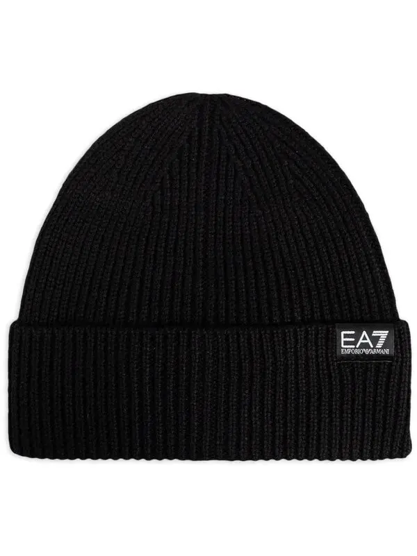 EA7 Logo-tag Beanie Hat - Black