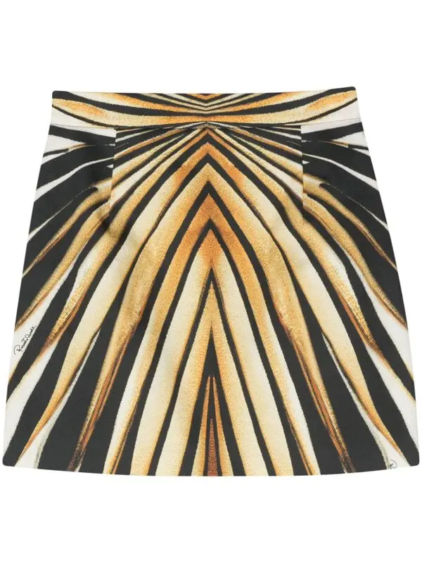 Roberto Cavalli Ray Of Gold-print Mini Skirt - Yellow