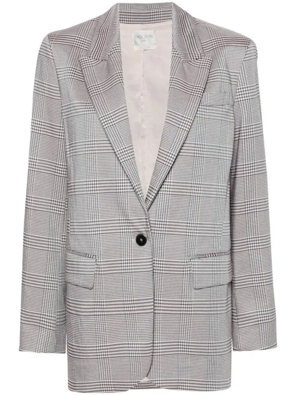 FORTE_FORTE Single-breasted Checked Blazer - Pink