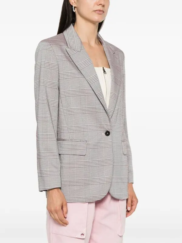 FORTE_FORTE Single-breasted Checked Blazer - Pink