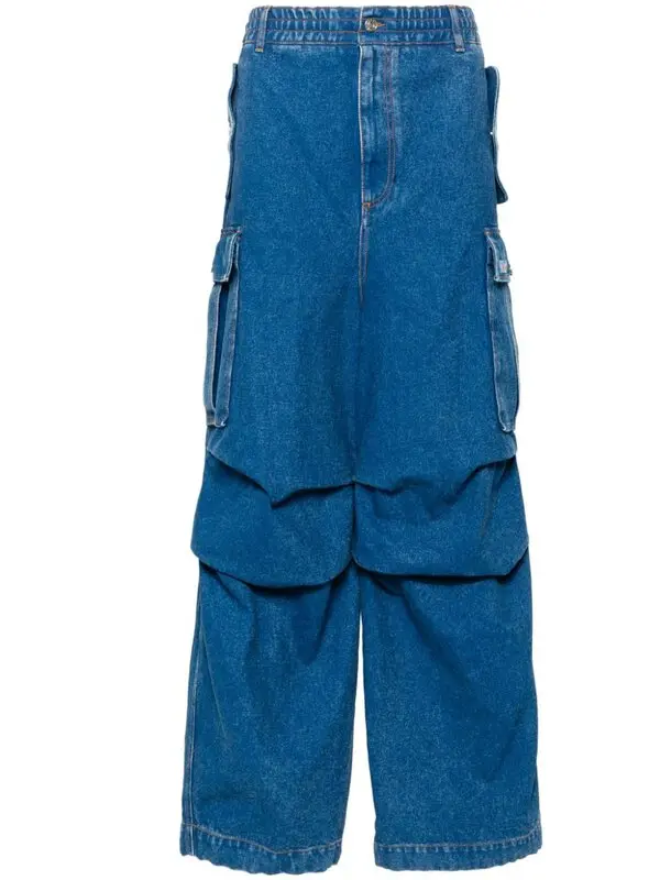 Marni Logo-patch Cargo Jeans - Blue