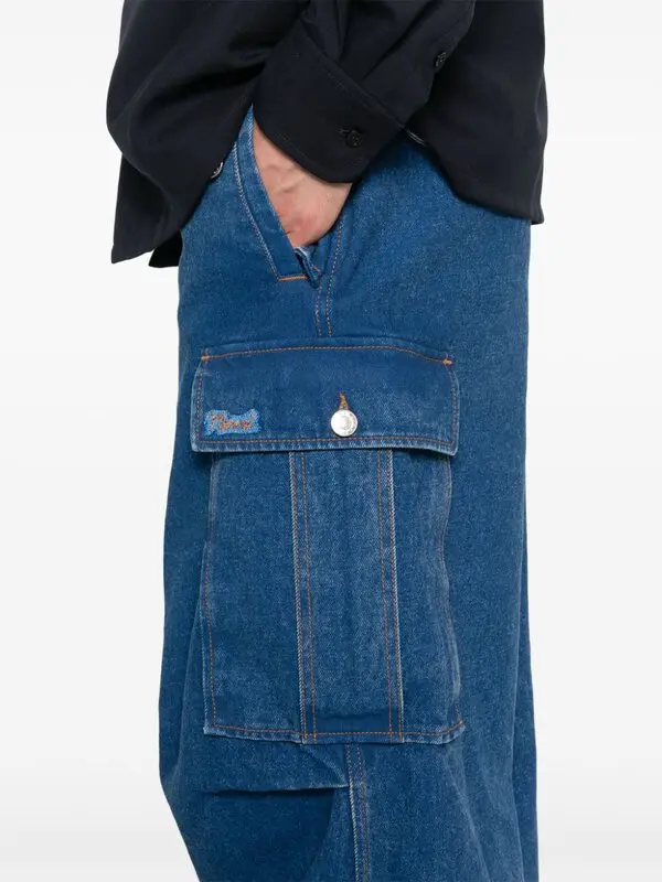 Marni Logo-patch Cargo Jeans - Blue