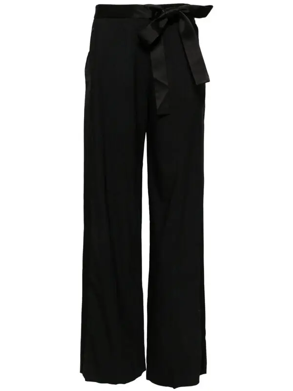David Koma Satin Bow Wide-leg Trousers