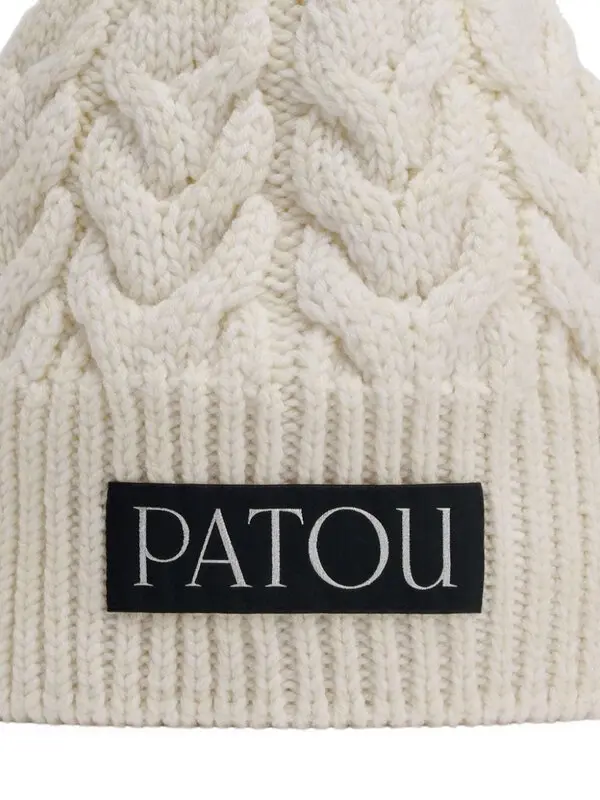 PATOU Cable-knit Beanie - White