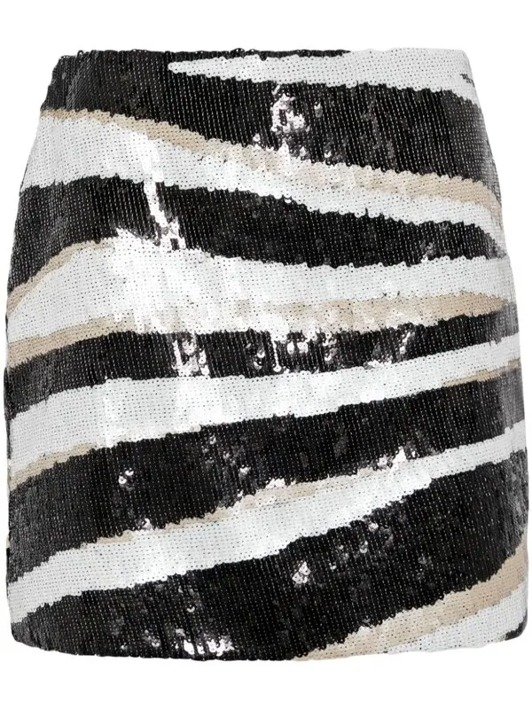 Elie Saab Zebra-print Sequin-embellished Miniskirt - Black