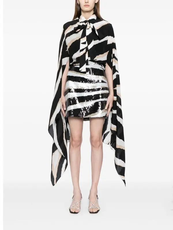 Elie Saab Zebra-print Sequin-embellished Miniskirt