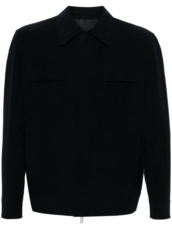 LARDINI Non-brushed-fleece Shirt Jacket - Blue