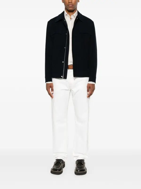 LARDINI Non-brushed-fleece Shirt Jacket - Blue