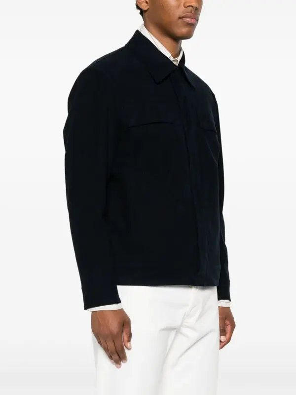 LARDINI Non-brushed-fleece Shirt Jacket - Blue