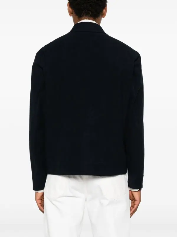 LARDINI Non-brushed-fleece Shirt Jacket - Blue