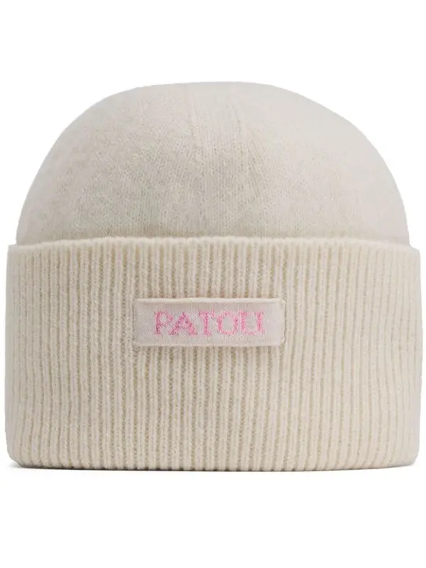 PATOU Logo-patch Beanie - White