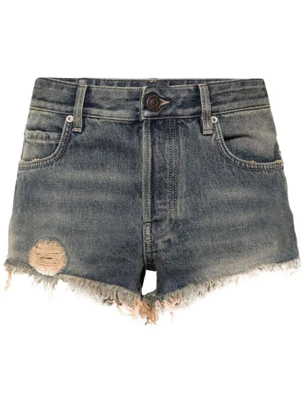 Balenciaga Logo-patch Denim Shorts - Blue
