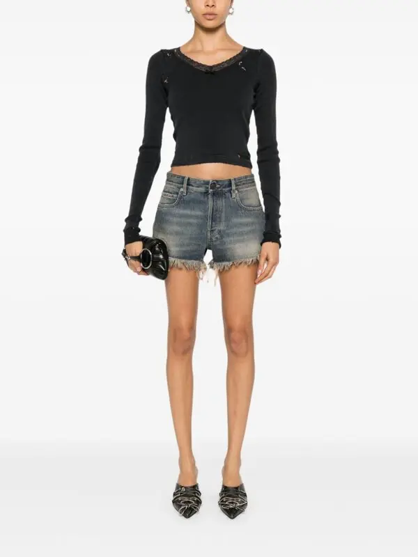 Balenciaga Logo-patch Denim Shorts - Blue