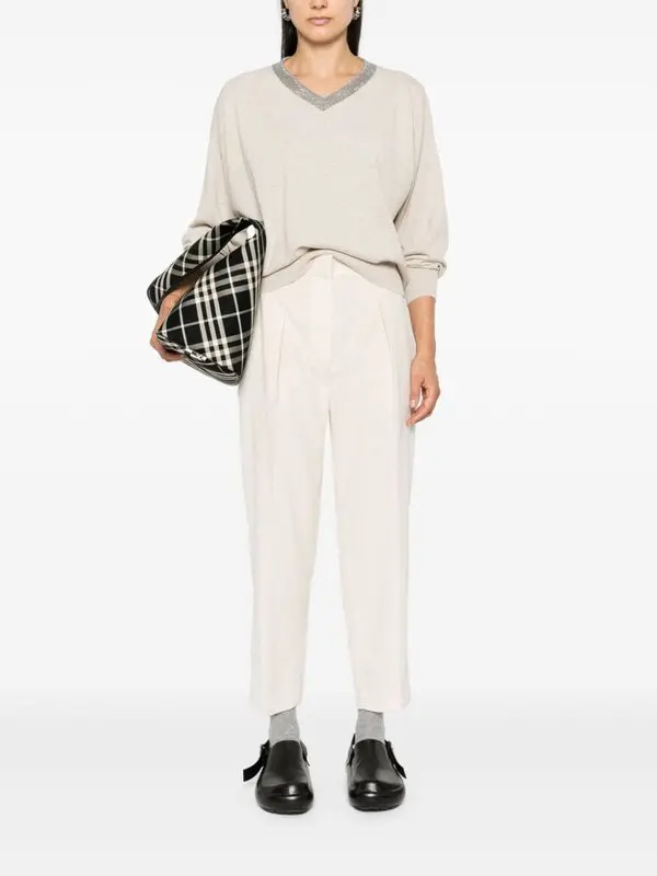 Brunello Cucinelli Monili-detail Corduroy Trousers - Neutrals