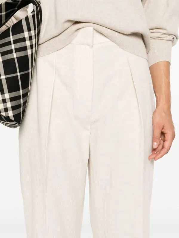 Brunello Cucinelli Monili-detail Corduroy Trousers - Neutrals