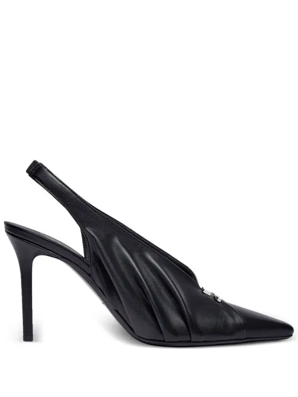 COURREGES Draped Faux Leather Slingbacks - Black