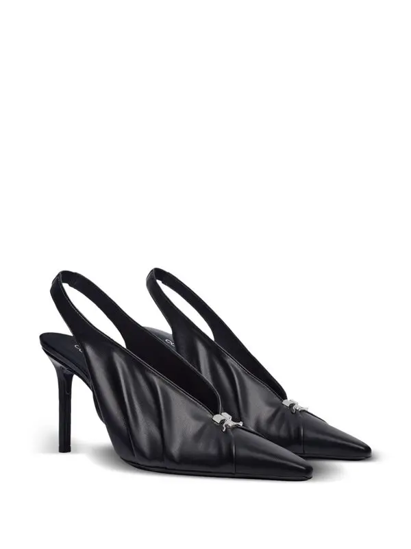 COURREGES Draped Faux Leather Slingbacks - Black