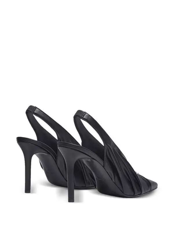 COURREGES Draped Faux Leather Slingbacks - Black