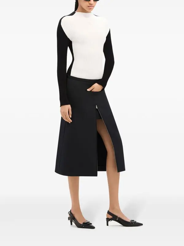 COURREGES Zip-detail Twill Midi Skirt