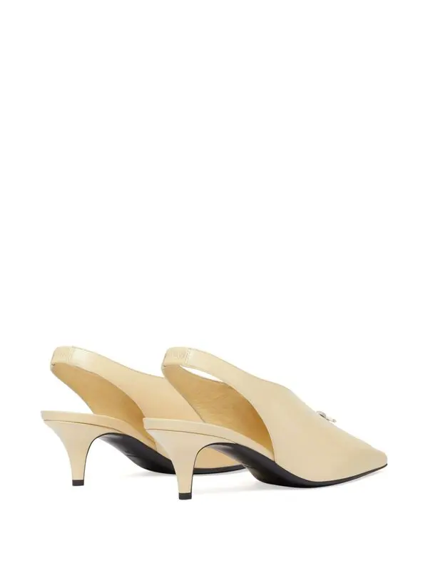 COURREGES Leather Slingbacks With Logo Plaque
