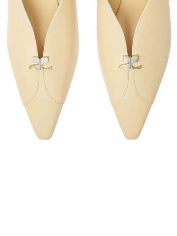 COURREGES Leather Slingbacks With Logo Plaque