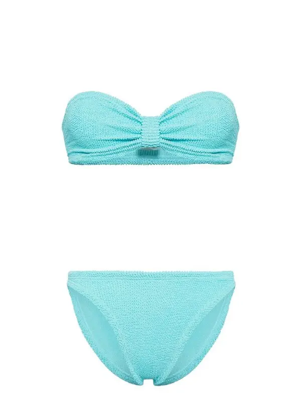 Hunza G Jean Crinkle Bandeau Bikini Set - Blue