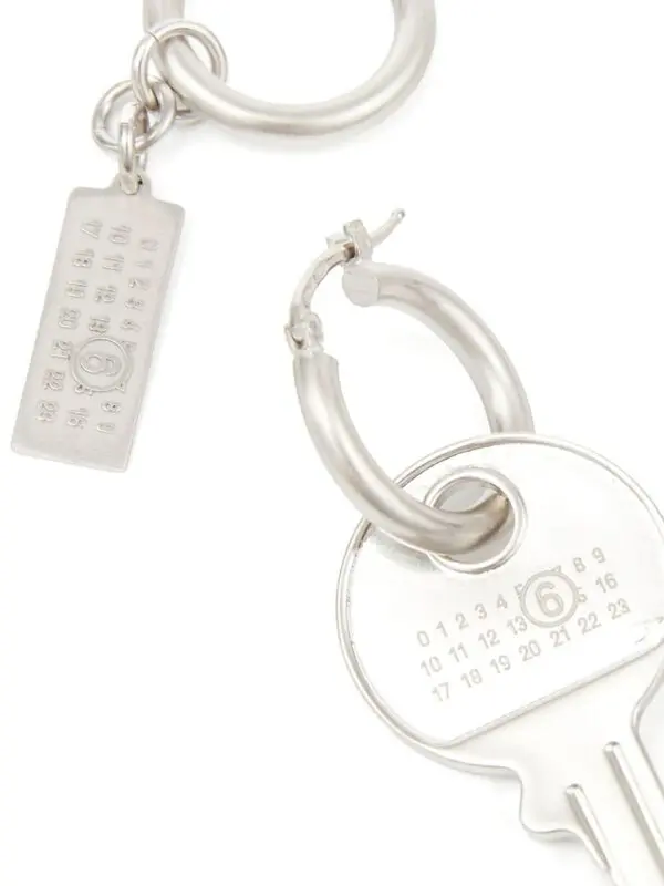 MAISON MARGIELA Tag And Key Pendant Hoop Drop Earrings