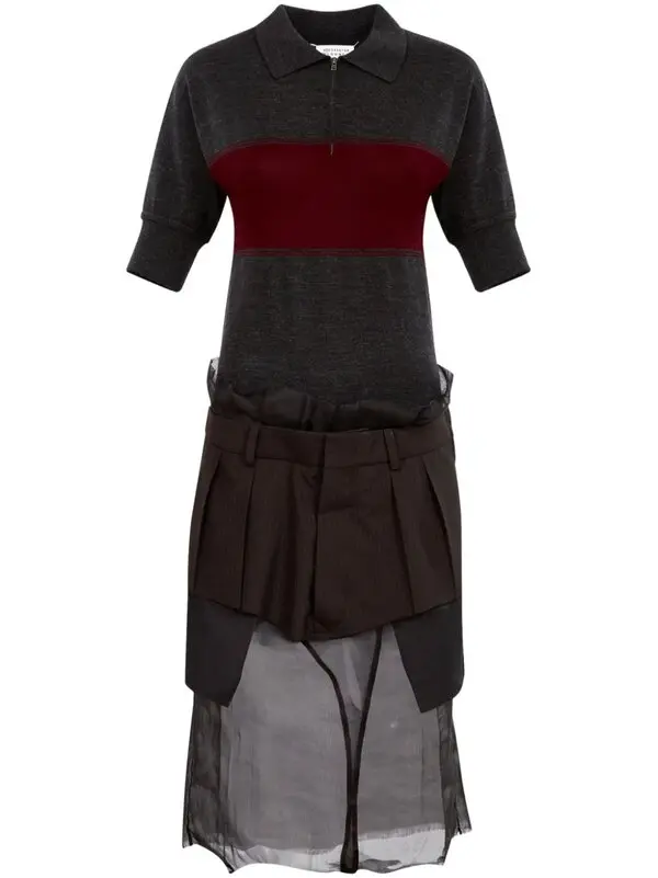 MAISON MARGIELA Cotton-wool Blend Midi Dress - Grey