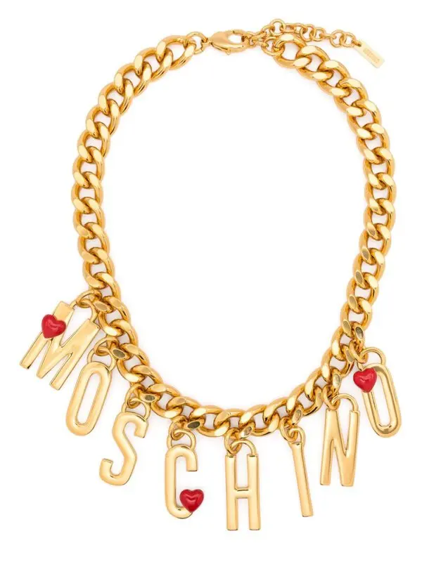 Moschino Logo-Lettering Necklace In Gold - 40% Off | Editorialist