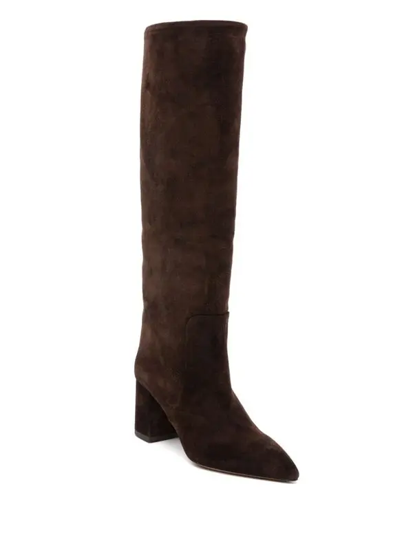 Paris Texas Suede Pointed-toe Mid Calf Boots - Brown