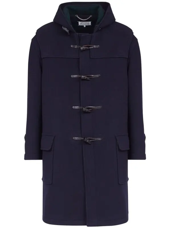 MAISON MARGIELA Hooded Wool Coat - Blue