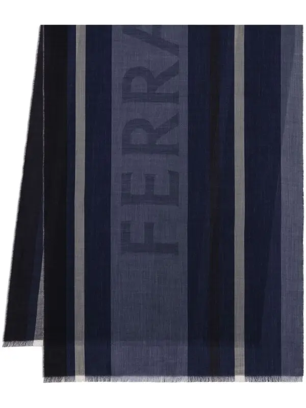 FERRAGAMO Maxi-striped Jacquard Stole - Blue