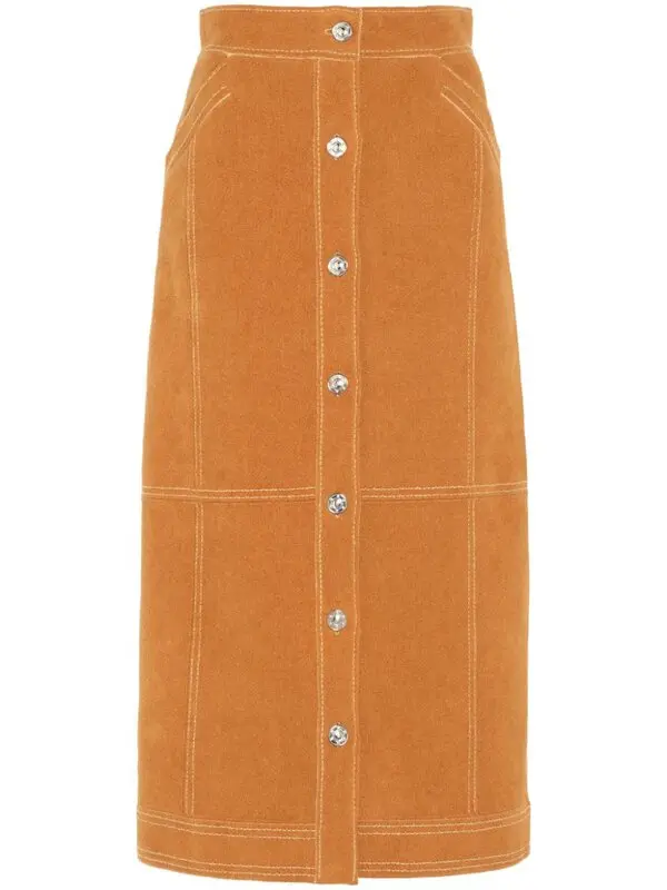 BARRIE High-waisted Midi Skirt - Brown