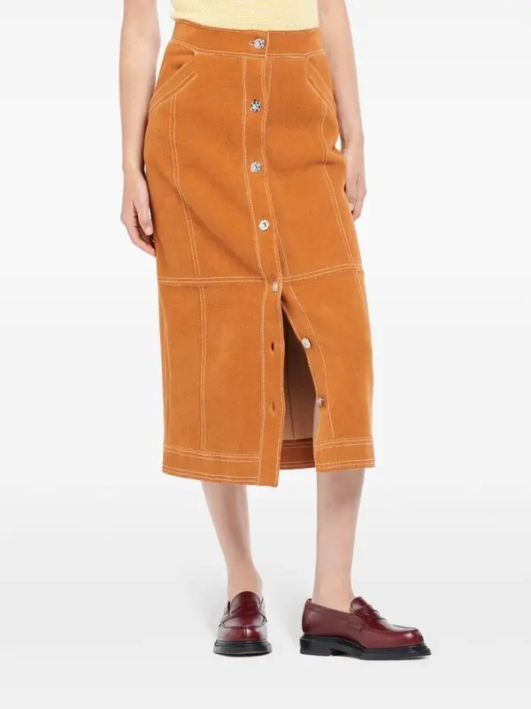 BARRIE High-waisted Midi Skirt - Brown