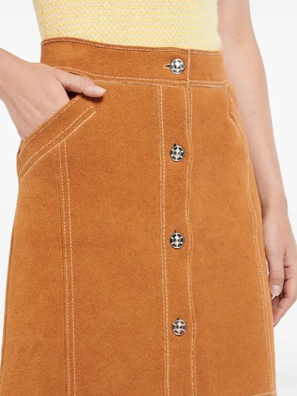 BARRIE High-waisted Midi Skirt - Brown