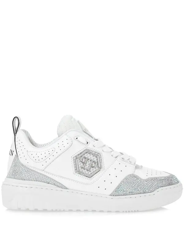 Philipp Plein Crystal-embellished Leather Sneakers