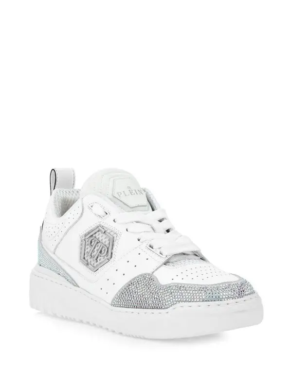 Philipp Plein Crystal-embellished Leather Sneakers