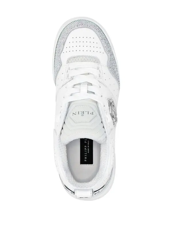 Philipp Plein Crystal-embellished Leather Sneakers
